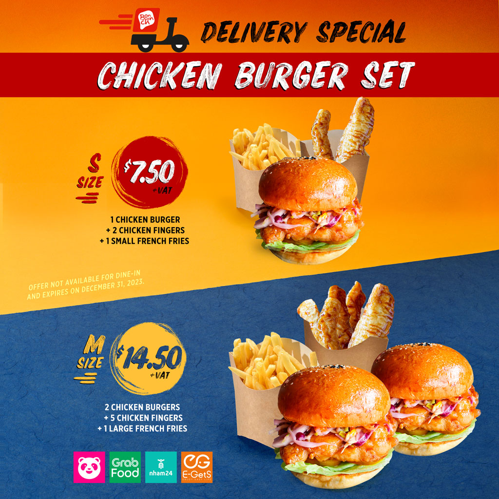 Delivery Special: Chicken Burger Set | Bonchon Cambodia